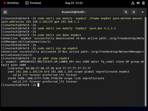 how to set static ip address on rhel 9