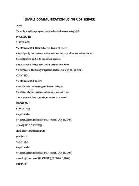 simple udp client server communication pdf network socket