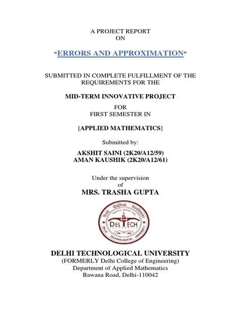 Maths Project Report 2 Pdf Numerical Analysis Accuracy And Precision