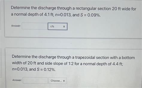 Solved Determine The Discharge Through A Rectangular Section