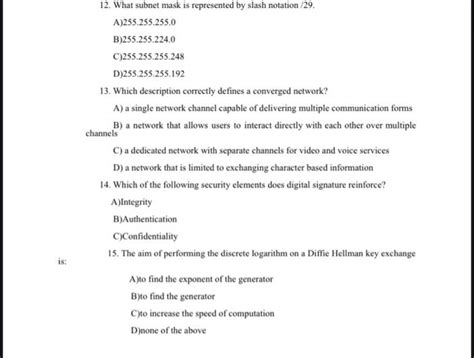 Solved 12 What Subnet Mask Is Represented By Slash Notation