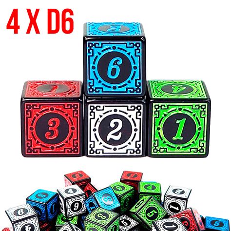 Kit 4 Dados D6 Runas 6 Faces Rpg Forja Fantasy Sua Loja De Rpg De Mesa Dados E
