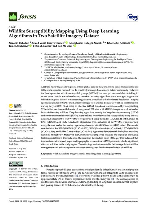 Pdf Wildfire Susceptibility Mapping Using Deep Learning Algorithms In