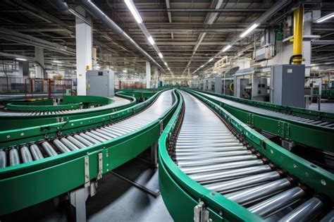 Premium Ai Image A Massive Conveyor Belt In Operation Within A Bustling Factory Transporting