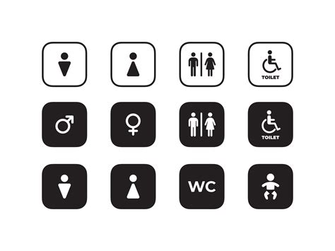 Restroom Icons Set Toilet Icons Wc Icons Gender Symbols Vector