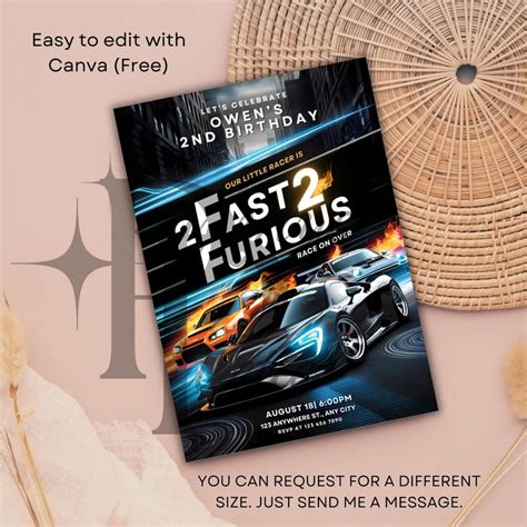 2 Fast 2 Furious Birthday Invitation Two Fast Two Furious Birthday