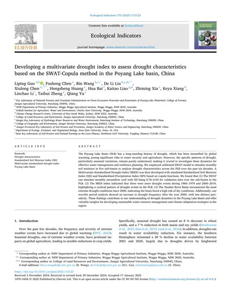 Pdf Developing A Multivariate Drought Index To Assess Drought Characteristics Based On The