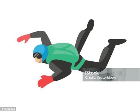 스카이 다이버 남자 낙하산 극단적 인 스포츠 자유 플랫 캐릭터 벡터 일러스트 낙하산 스카이 다이빙 극단적 인 떨어지는 점프 속도 아드레날린 비행 낙하산 항공 비행체에 대한