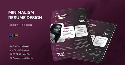 Смелый минимализм резюме Шаблоны для печати Включая продолжить и резюме Envato Elements