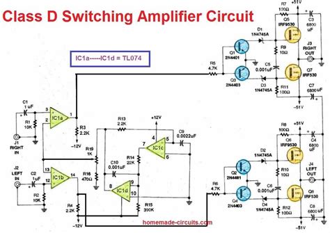 Make A Simple Class D Amplifier Circuit Homemade Circuit Projects