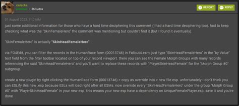 Fo4 So I Was Looking At The Post Tab Under The Unique Player And
