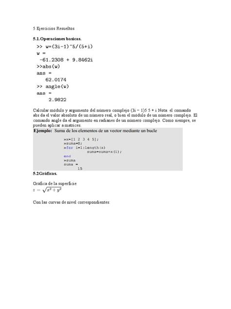 5 Ejercicios Resueltos En Matlab Pdf Matriz Matemáticas