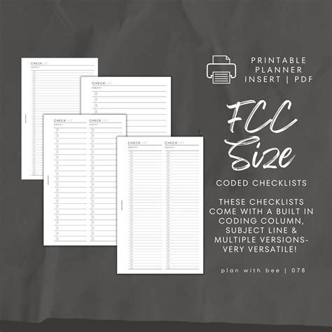 078 coded checklists multiple versions built in coding etsy