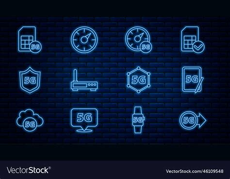 Set Line G Network Graphic Tablet With Digital Vector Image