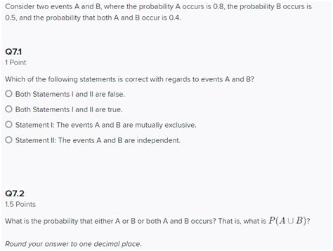 Solved Consider Two Events A And B Where The Probability A Chegg Com