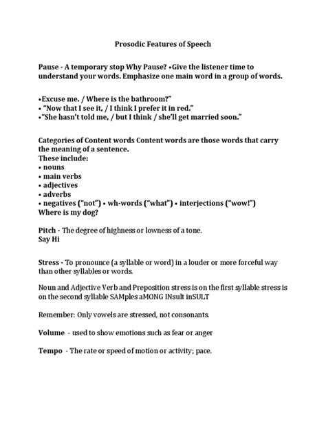 Prosodic Features Of Speech Pdf