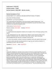 ISC Assignment 2 Docx Assignment 2 ISC3701 Unique Number 779097 Babe Number 6056 5985