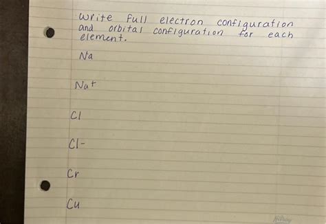 Solved Write Full Electron Configuration And Orbital Chegg