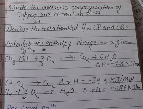 Write The Electronic Configuration Of Copper And Chromium 29 27 Derive