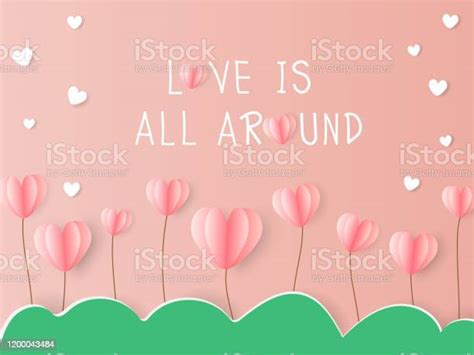 분홍색 배경에 종이 컷 아트 벡터와 아름답고 귀여운 인사말 카드 텍스트 사랑과 분홍색과 흰색 종이 하트와 발렌타인 컨셉 디자인