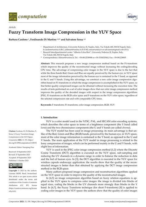 pdf fuzzy transform image compression in the yuv space