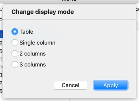 Multi Column Display Mode
