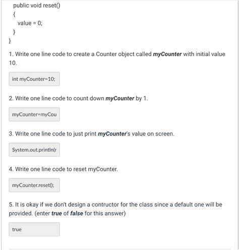 Solved Given The Following Counter Class Write Codes To