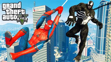 ЧЕЛОВЕК ПАУК ПРОТИВ ВЕНОМА РЕАЛЬНАЯ ЖИЗНЬ СУПЕРГЕРОЕВ В ГТА 5 МОДЫ ОБЗОР МОДА Gta 5 видео игра