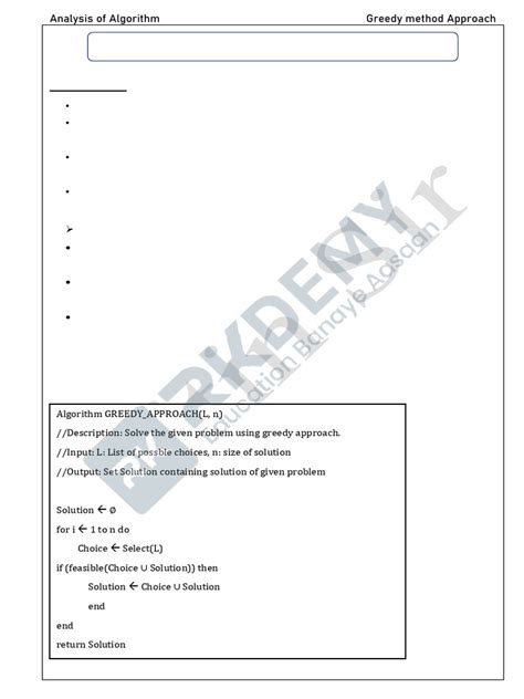 Greedy Method Approach Watermark Pdf