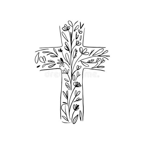 A Simple Cross Design Filled With Stylized Floral Patterns Is Centered