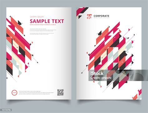 브로슈어 서식 파일 기하학적 현대 대각선 및 삼각형 요소 빨간색 톤 간단한 텍스트입니다 모던 양식에 대한 스톡 벡터 아트 및
