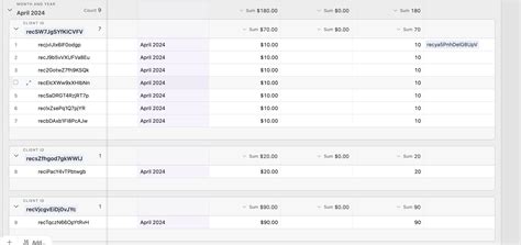 How Do I Show Sum Of A Column Based On Particular Month And Client Id Airtable Community