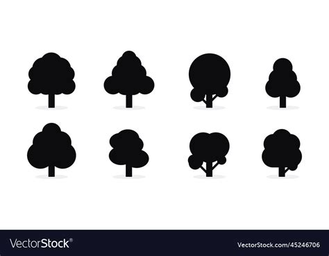 Black Tree Set Bundle Royalty Free Vector Image
