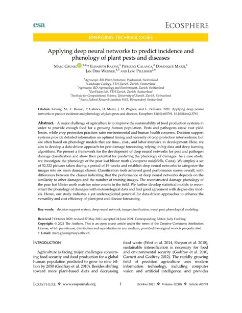 Pdf Applying Deep Neural Networks To Predict Incidence And Phenology Of Plant Pests And Diseases