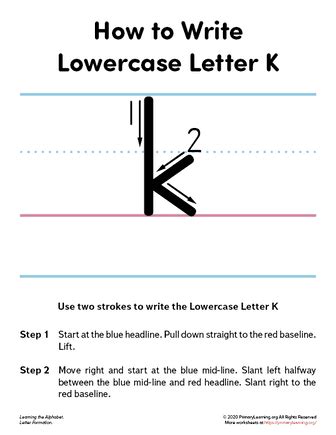 How To Write The Lowercase Letter K PrimaryLearning Org