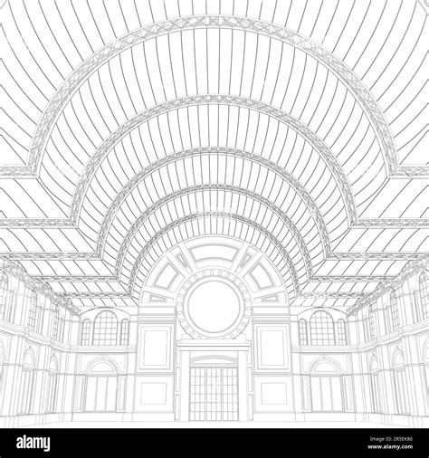 The Contour Of The Decorative Room From Black Lines Isolated On A White Background Vector