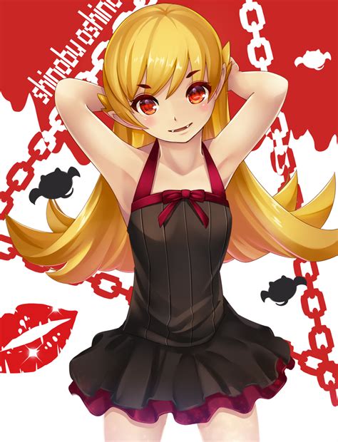 The Big Imageboard Tbib Armpits Arms Up Bare Shoulders Blonde Hair Blush Dress Fangs Highres