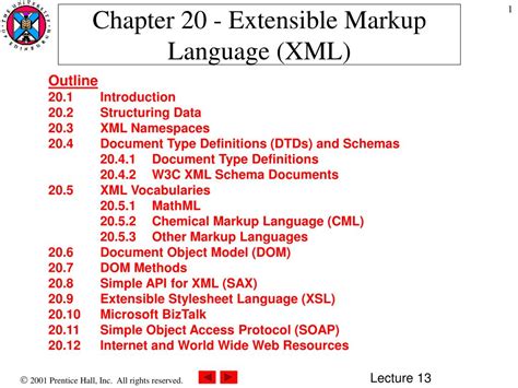 Ppt Chapter 20 Extensible Markup Language Xml Powerpoint