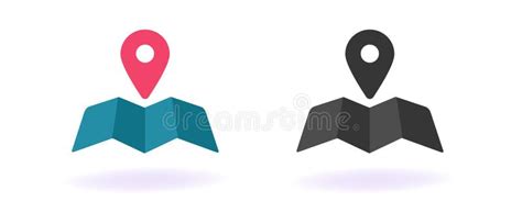 City Map 3d Icon Vector Road Paper Pin Pointer Gps Marker Black White