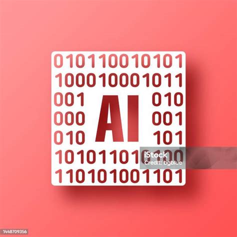 이진 코드를 가진 인공 지능 Ai 그림자가 있는 빨간색 배경의 아이콘 0에 대한 스톡 벡터 아트 및 기타 이미지 0 1 3차원 형태 Istock