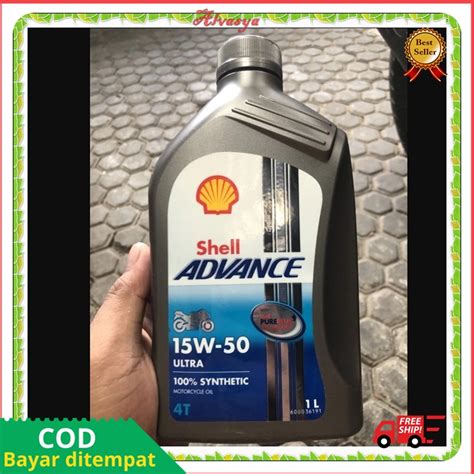 Oli Motor Shell Advance Ultra 1 Liter Original Oli Shell Advance Full Sintetis 4 Tak 15w 50 Di