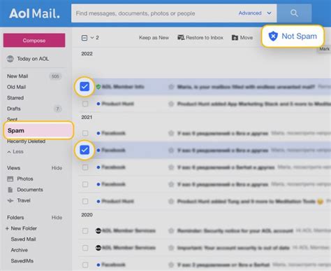 Stop Emails From Going To Spam In Aol Mark As Not Spam
