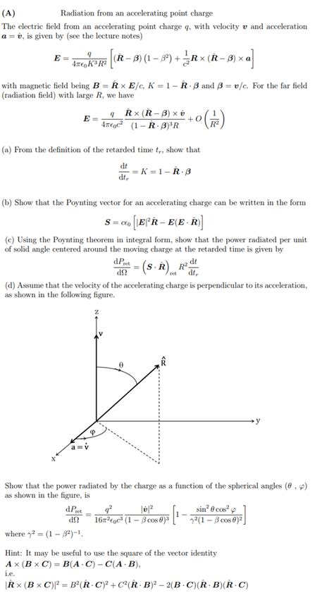 Solved A Radiation From An Accelerating Point Charge The