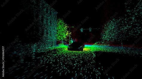 Animation With Car Lidar Tracking Technology Device Scaning
