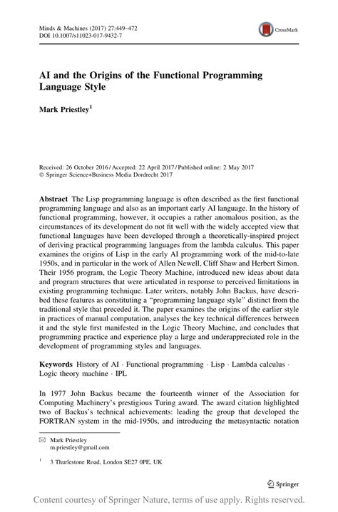 Ai And The Origins Of The Functional Programming Language Style
