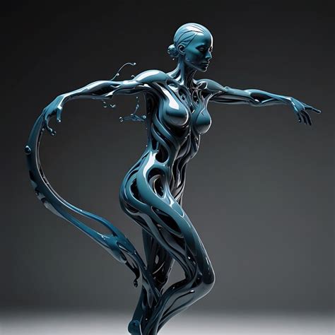 Human Figure Composed Of Twisting Flowing Liquid Creating A Dynamic And Fluid Form With