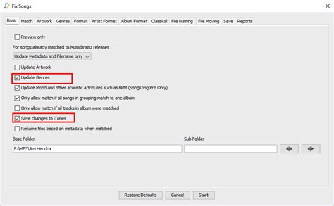 Setting Grouping To Always Replace Values On The Genres Tab