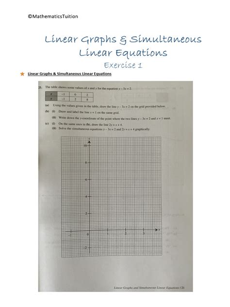 Math Assignment Sec 2 Math Linear Graphs And Simultaneous Linear Equations Ii Pdf