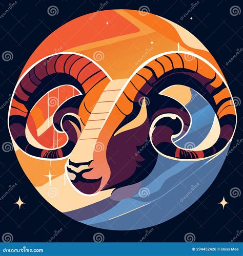 Ram Head In Space Vector Illustration In Flat Style Zodiac Sign Stock Vector Illustration Of