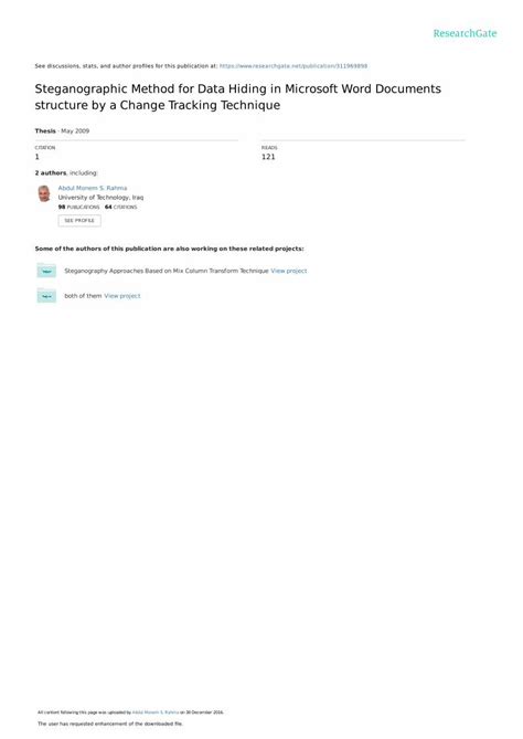 Pdf Steganographic Method For Data Hiding In Microsoft · To The